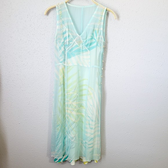 Beth Bowley | Dresses | Beth Bowley Tropical Dress With Sheer Blue ...